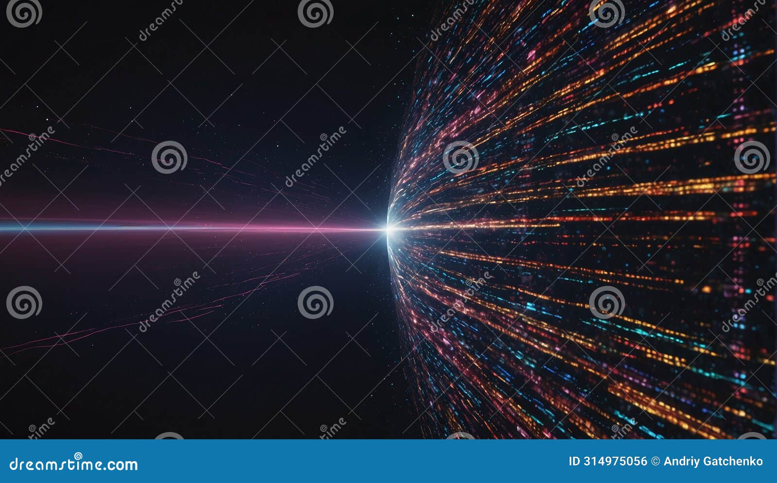 Beam of Light in Central Point Splits into Millions of Rays Symbolizing ...
