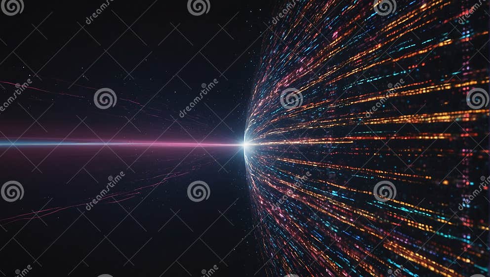 Beam of Light in Central Point Splits into Millions of Rays Symbolizing ...