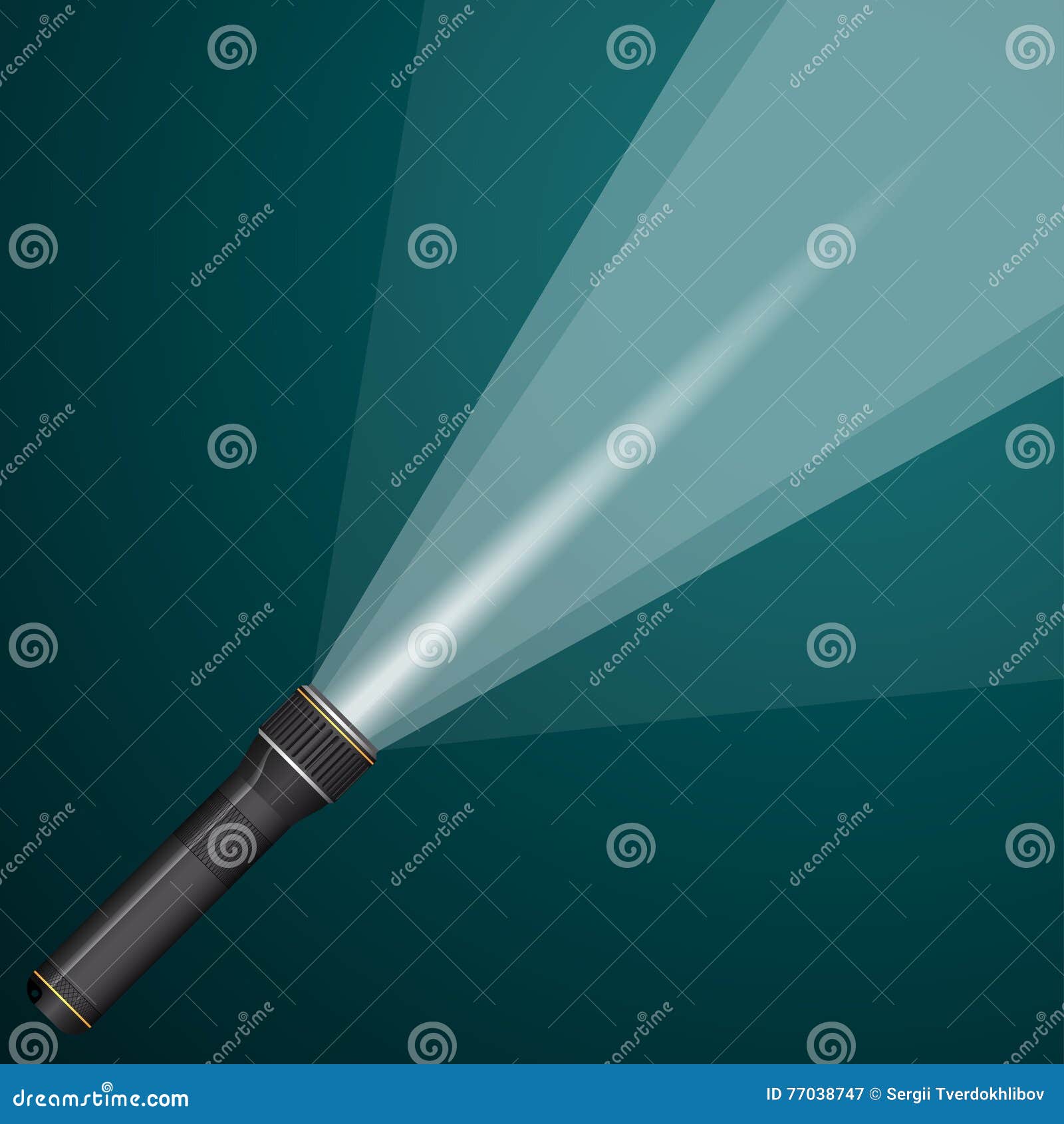 Beam of Light from a Flashlight. Black and Metal. Stock Illustration ...