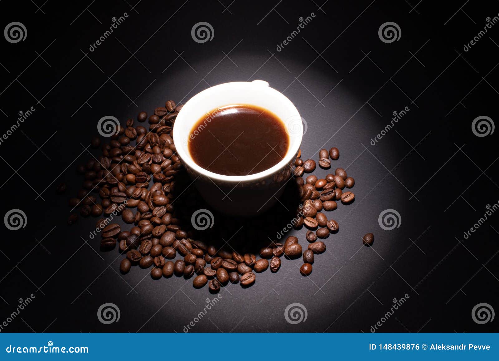 Beam of Light on Protein Coffee Bucket with a Drink in Coffee Beans on ...