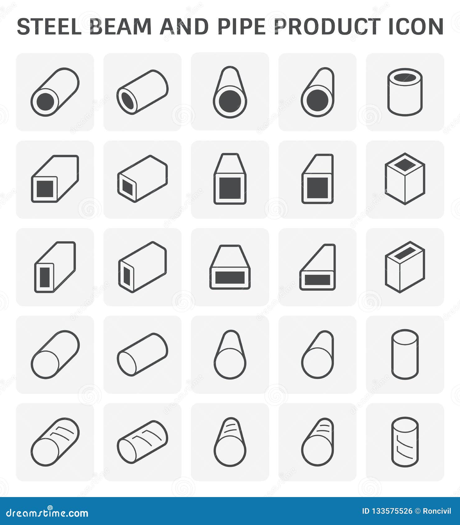 Beam pipe icon stock vector. Illustration of cast, iron - 133575526