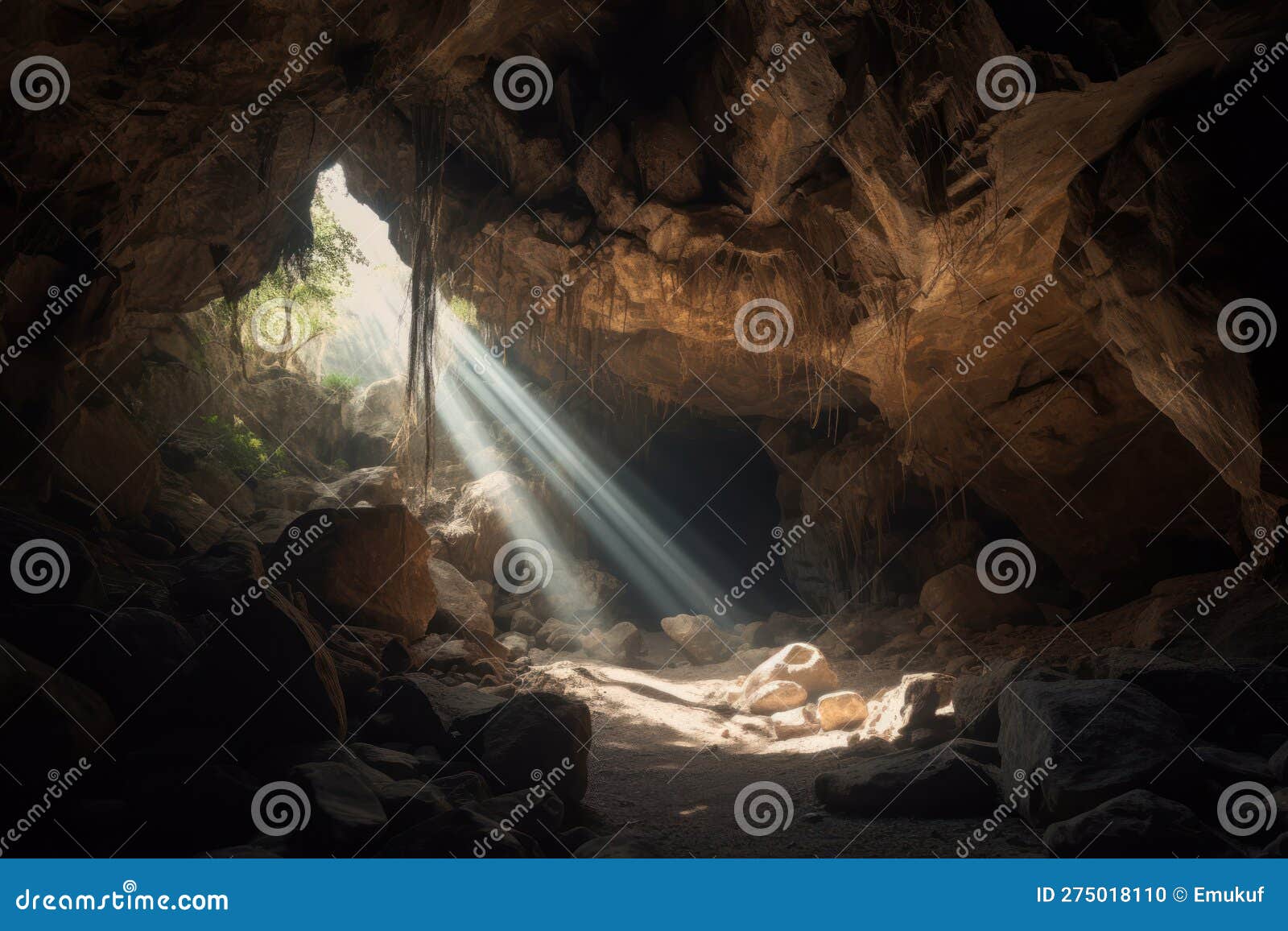 A Beam of Sun Light Illuminates the Cavegenerative Ai Stock ...