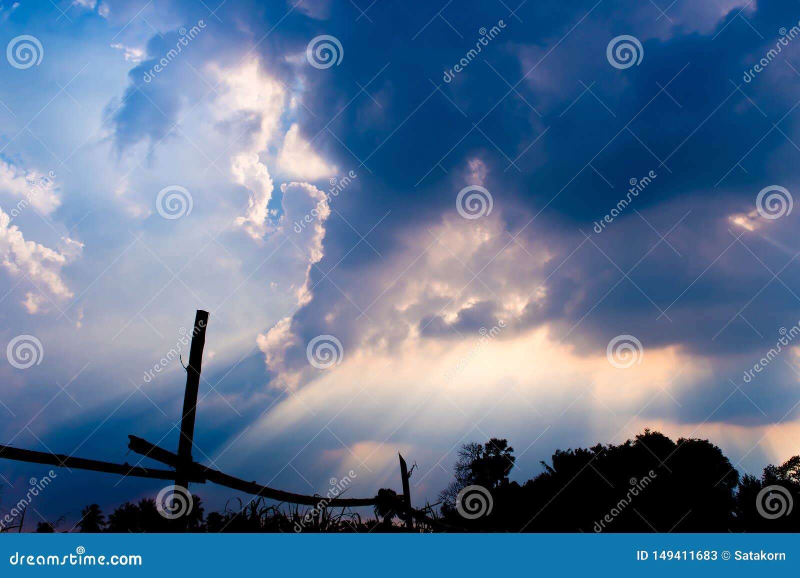 Beam of Sunlight Behind Dark Clouds Stock Image - Image of beautiful ...