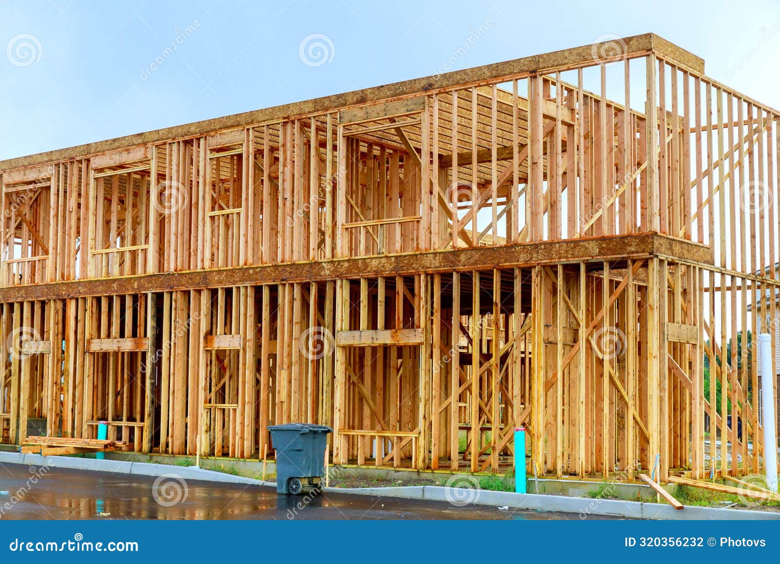 Beam is Supported by Wooden Stud Timber Framing in an Unfinished ...