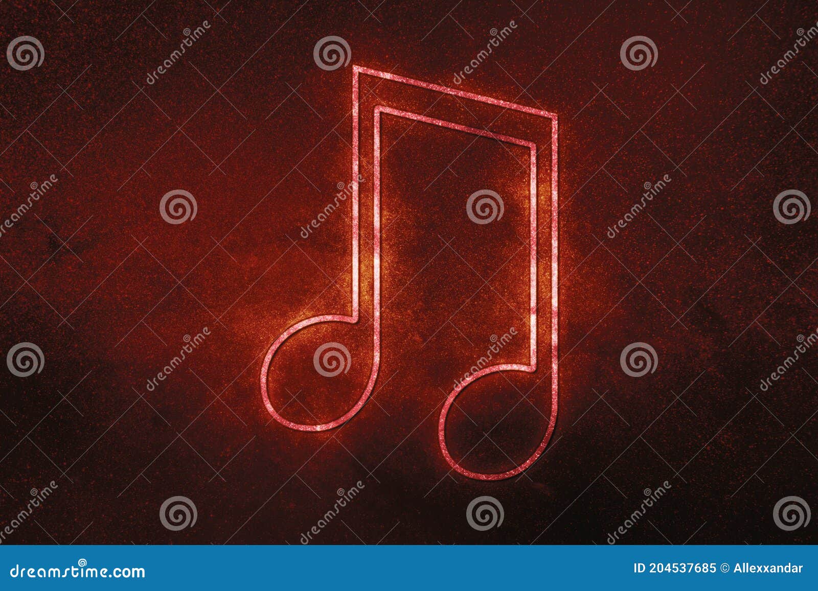 Beamed Eight Music Note Symbol Red Blue. Abstract Night Sky Background ...