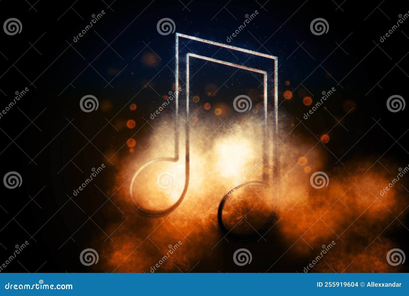 Beamed Eight Music Note Symbol. Abstract Night Sky Background Stock ...