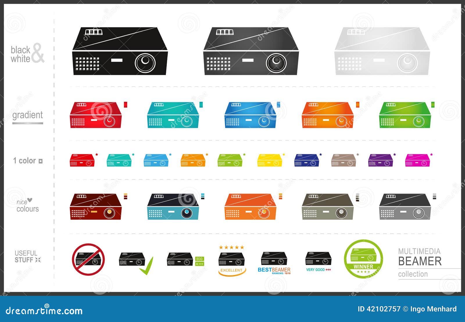 Beamer Icons Collection Set Stock Vector - Illustration of large ...