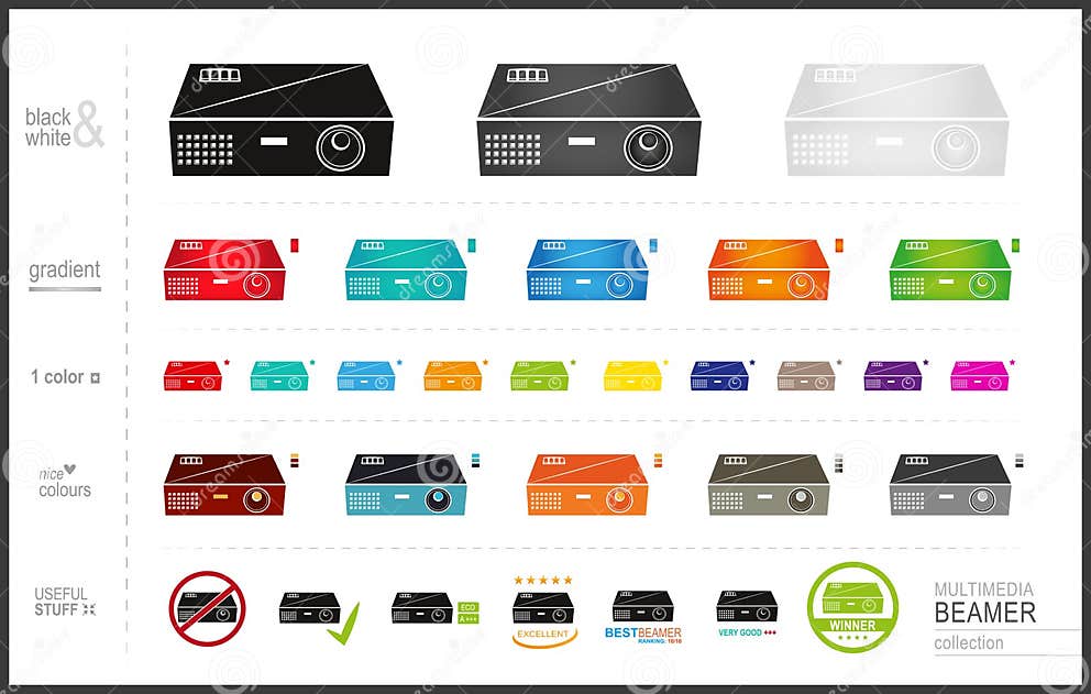 Beamer Icons Collection Set Stock Vector - Illustration of large ...