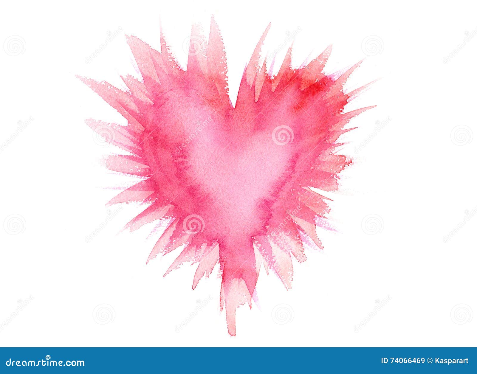 Beaming or Exploding Pink Heart Watercolor Painting Stock Illustration ...
