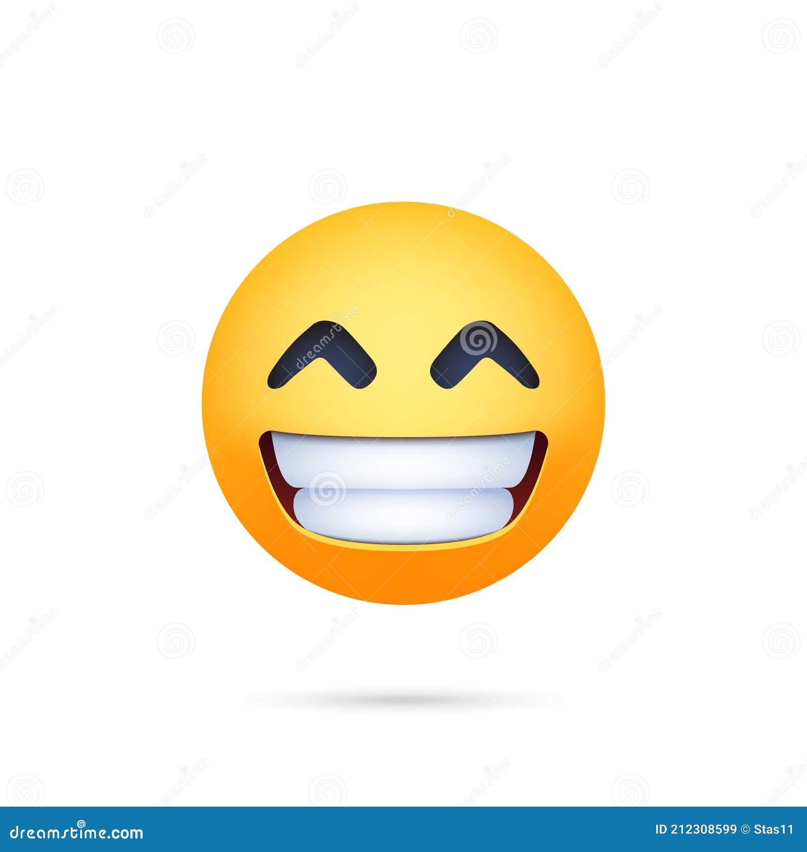 Beaming Face With Smiling Eyes. Facebook Emoji With Shadow On A White ...
