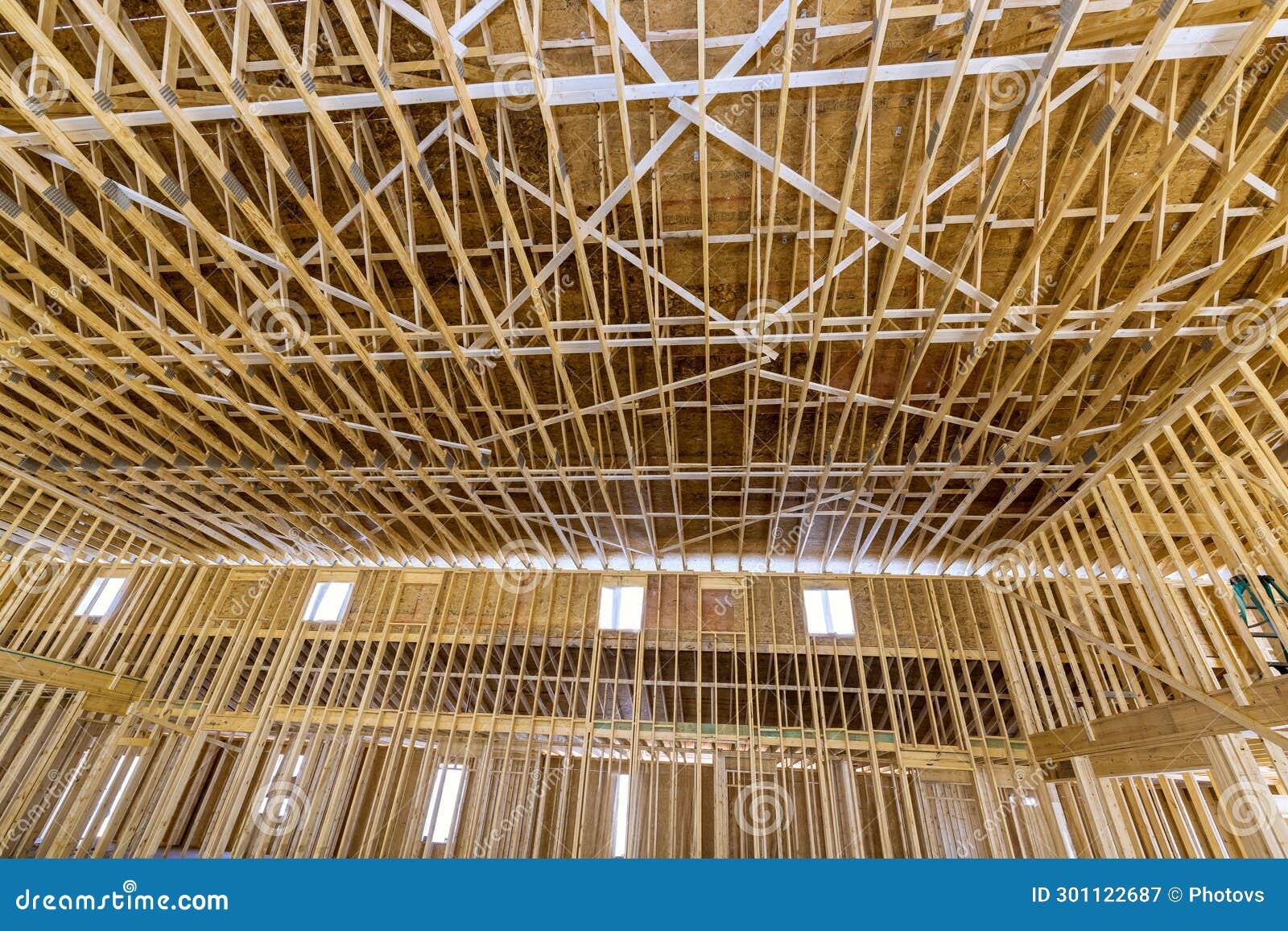 Beams Framing Wooden Trusses Framework Built for a New House Stock ...