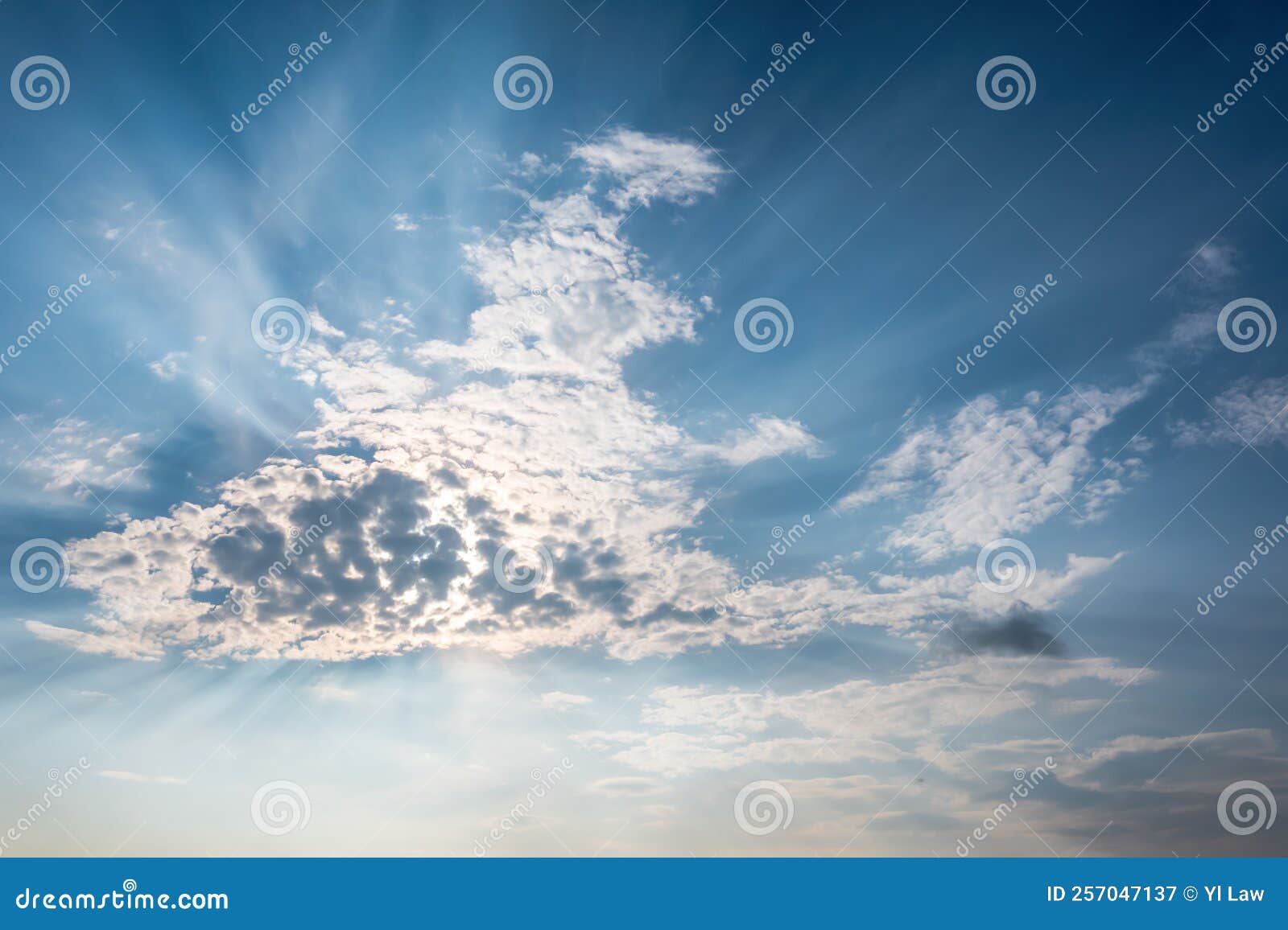 Beams of Light Sky Blue with White Clouds Stock Image - Image of ...