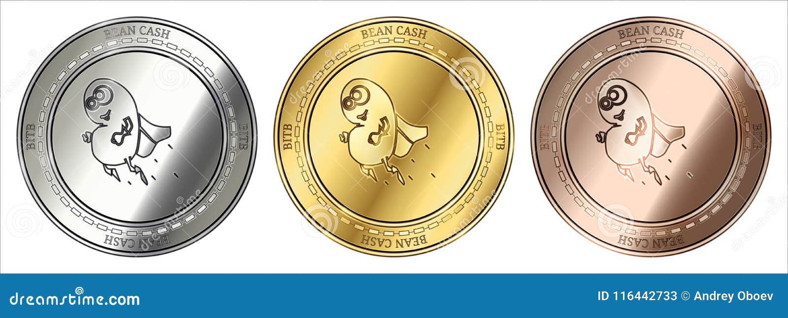 Bean Cash BITB coin set. stock vector. Illustration of crypto - 116442733