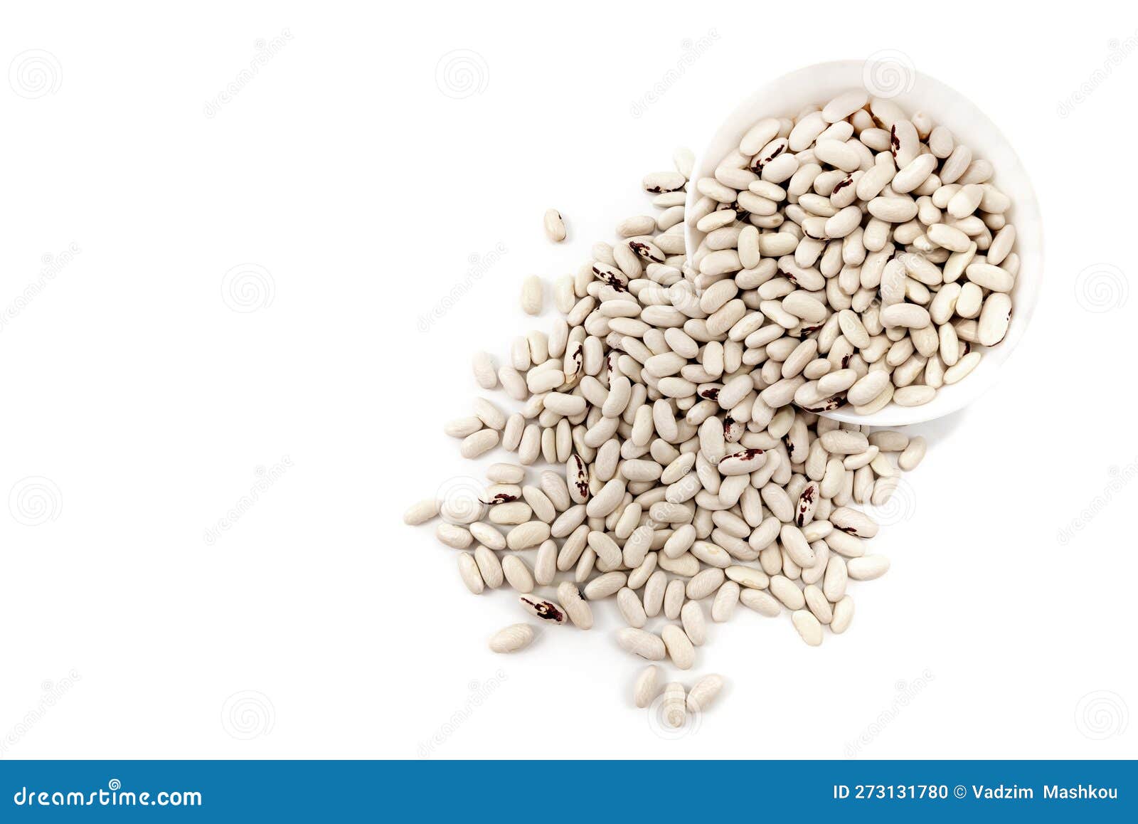 Bean Grains Poured Out of a Plate on a White Background. Bean Isolate ...