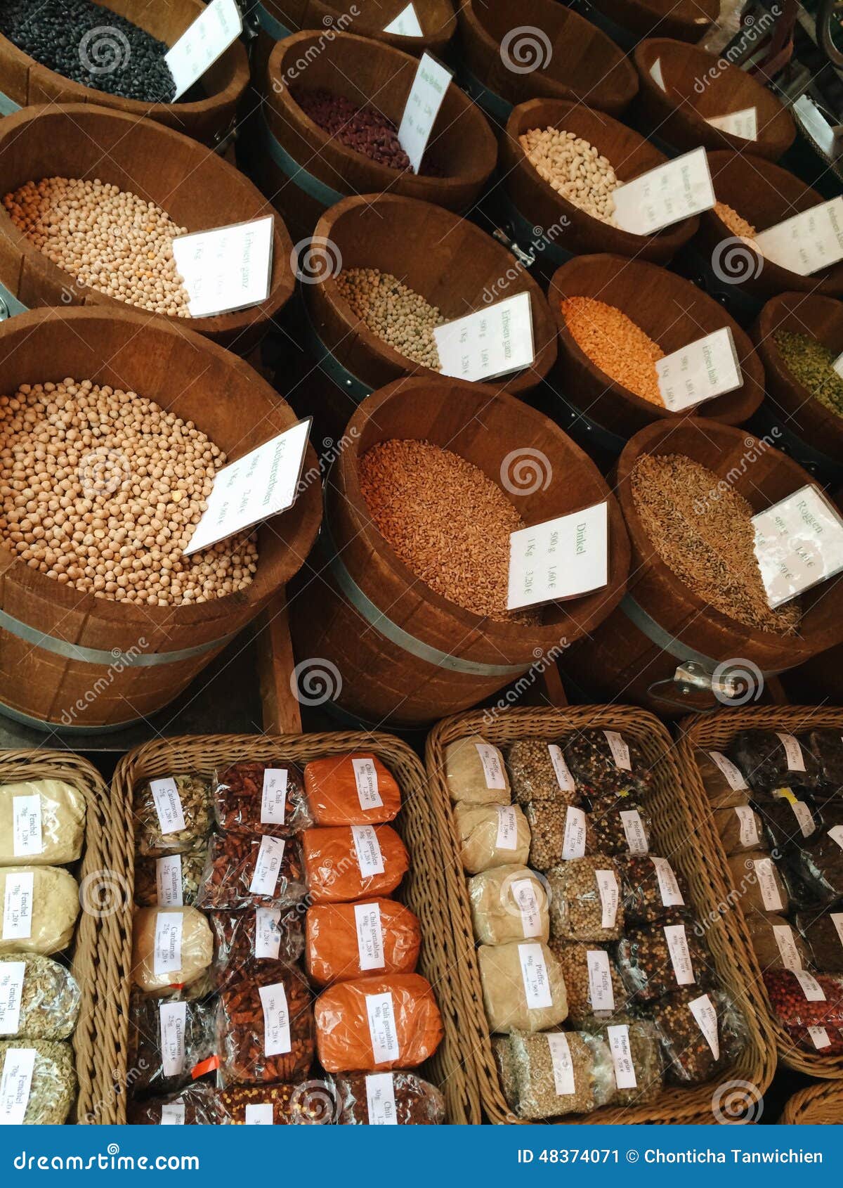 Bean and spice stall stock image. Image of bean, commodity - 48374071