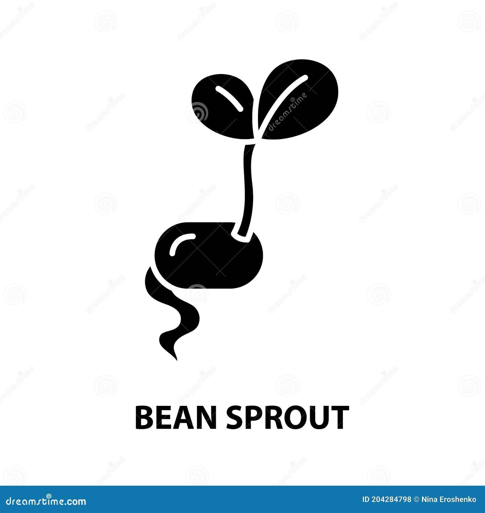 Bean Sprout Symbol Icon, Black Vector Sign with Editable Strokes ...