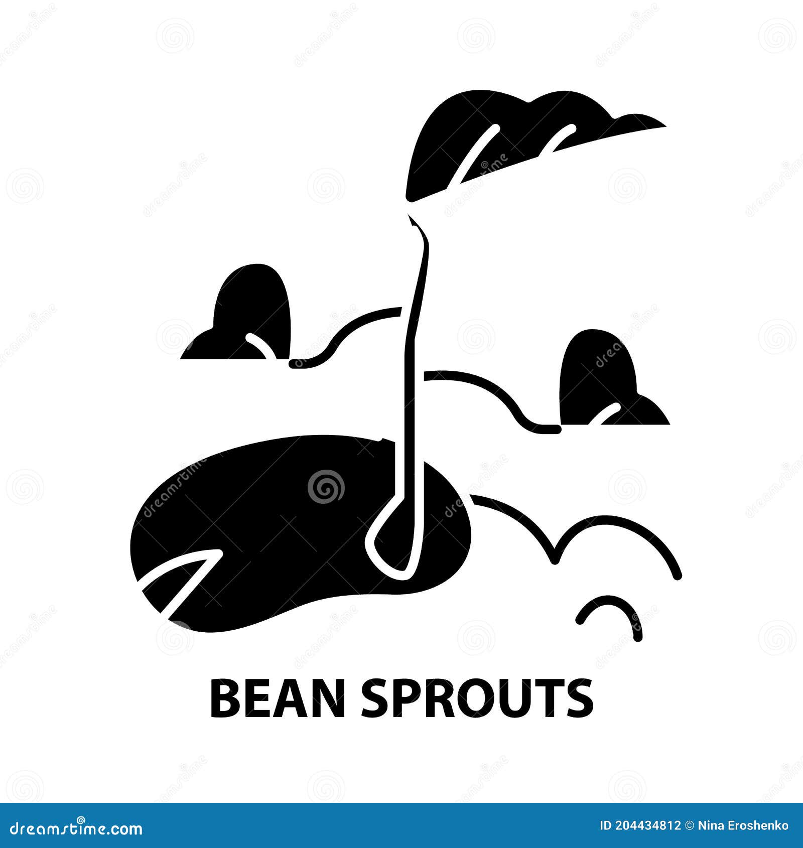 Bean Sprouts Icon, Black Vector Sign with Editable Strokes, Concept ...