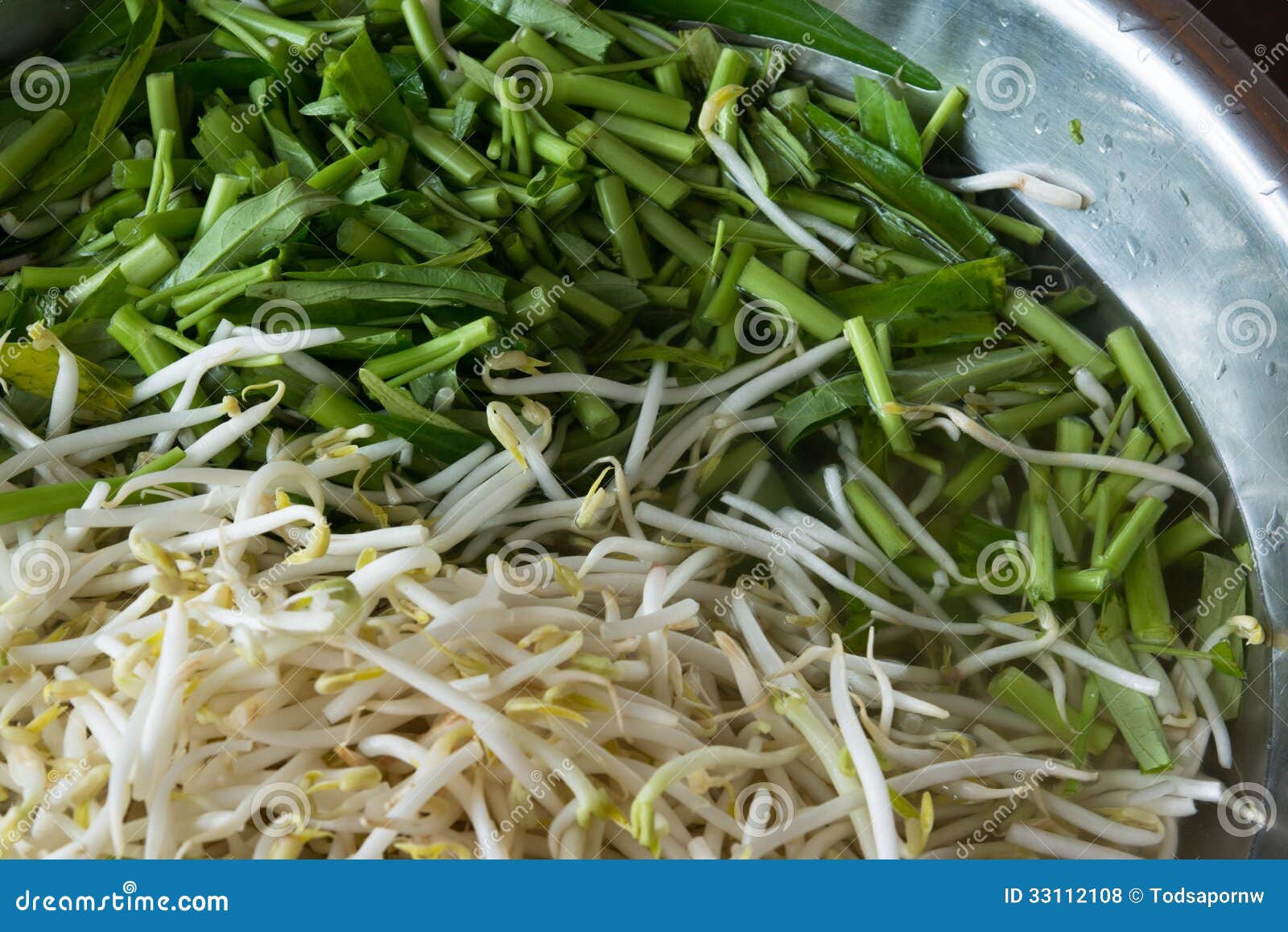 The Bean Sprouts and Ipomoea Aquatica that Prepared for Cooking Stock ...