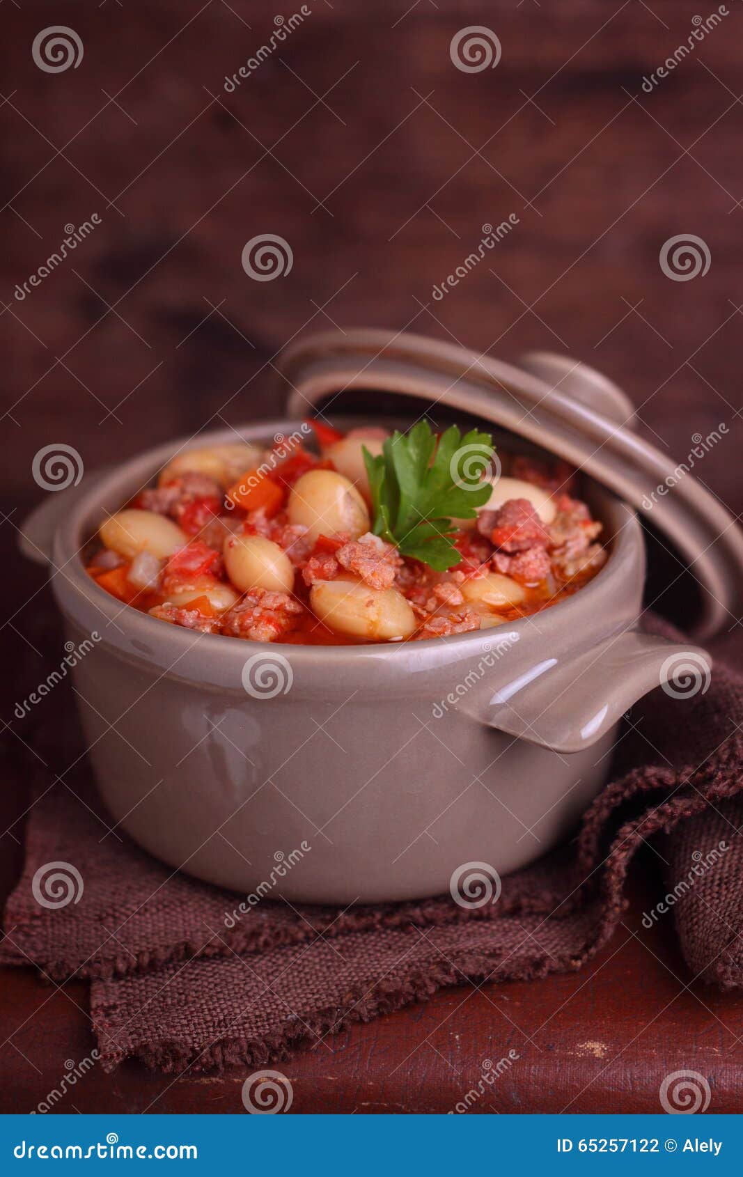 Bean Stew with Meat and Vegetables Stock Photo - Image of green ...
