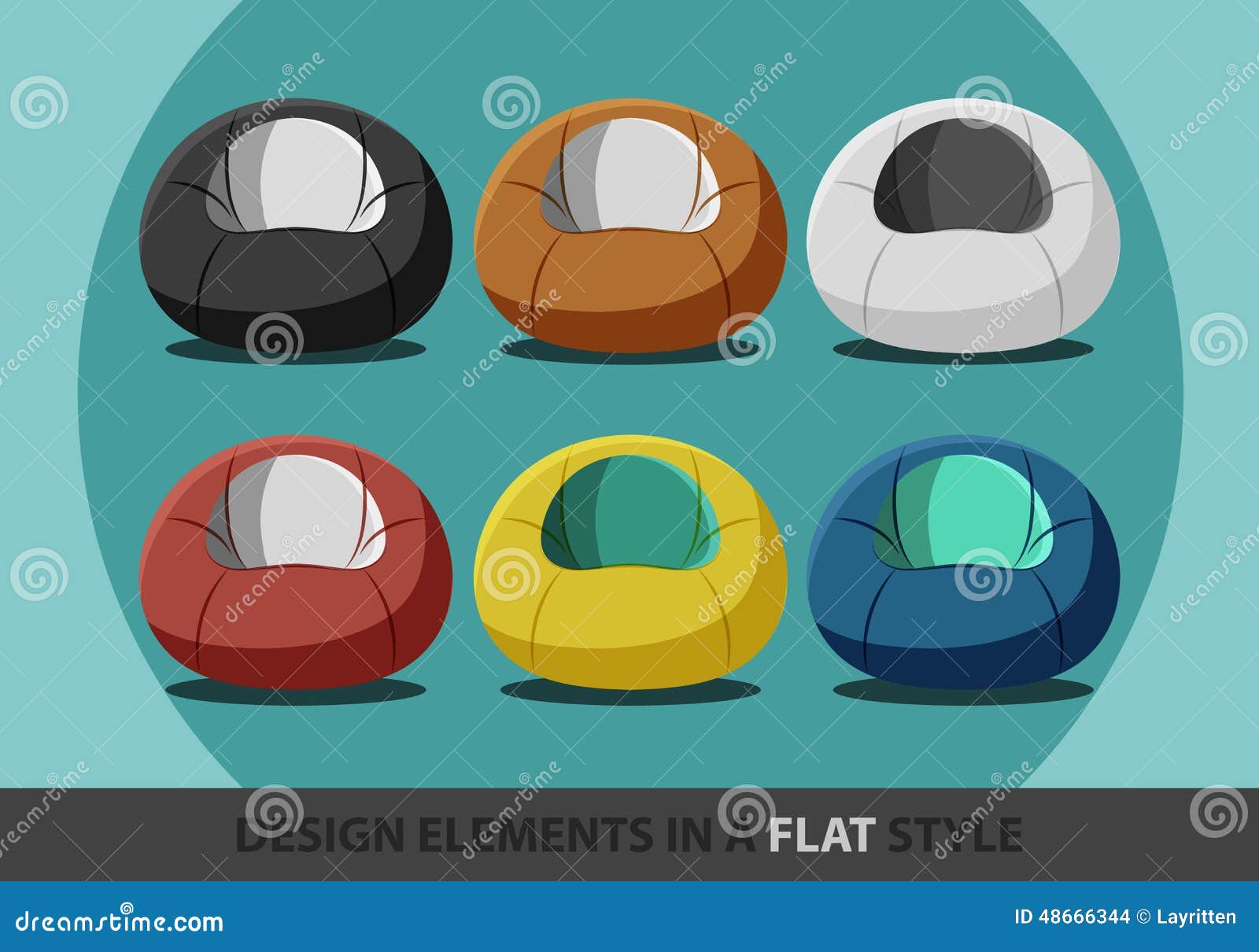 Beanbag in a flat style stock vector. Illustration of casual - 48666344