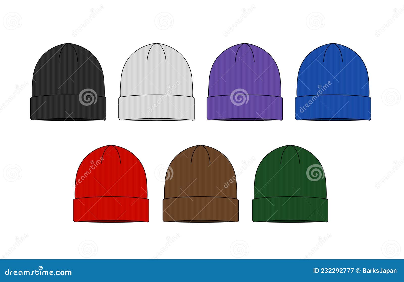 Beanie Hat Knit Cap Template Vector Illustration Set | CartoonDealer ...