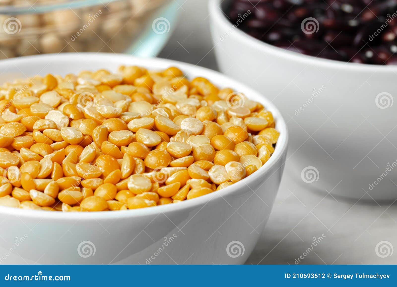 Beans Assortment on White Stone Table, Close Up. Stock Photo - Image of ...