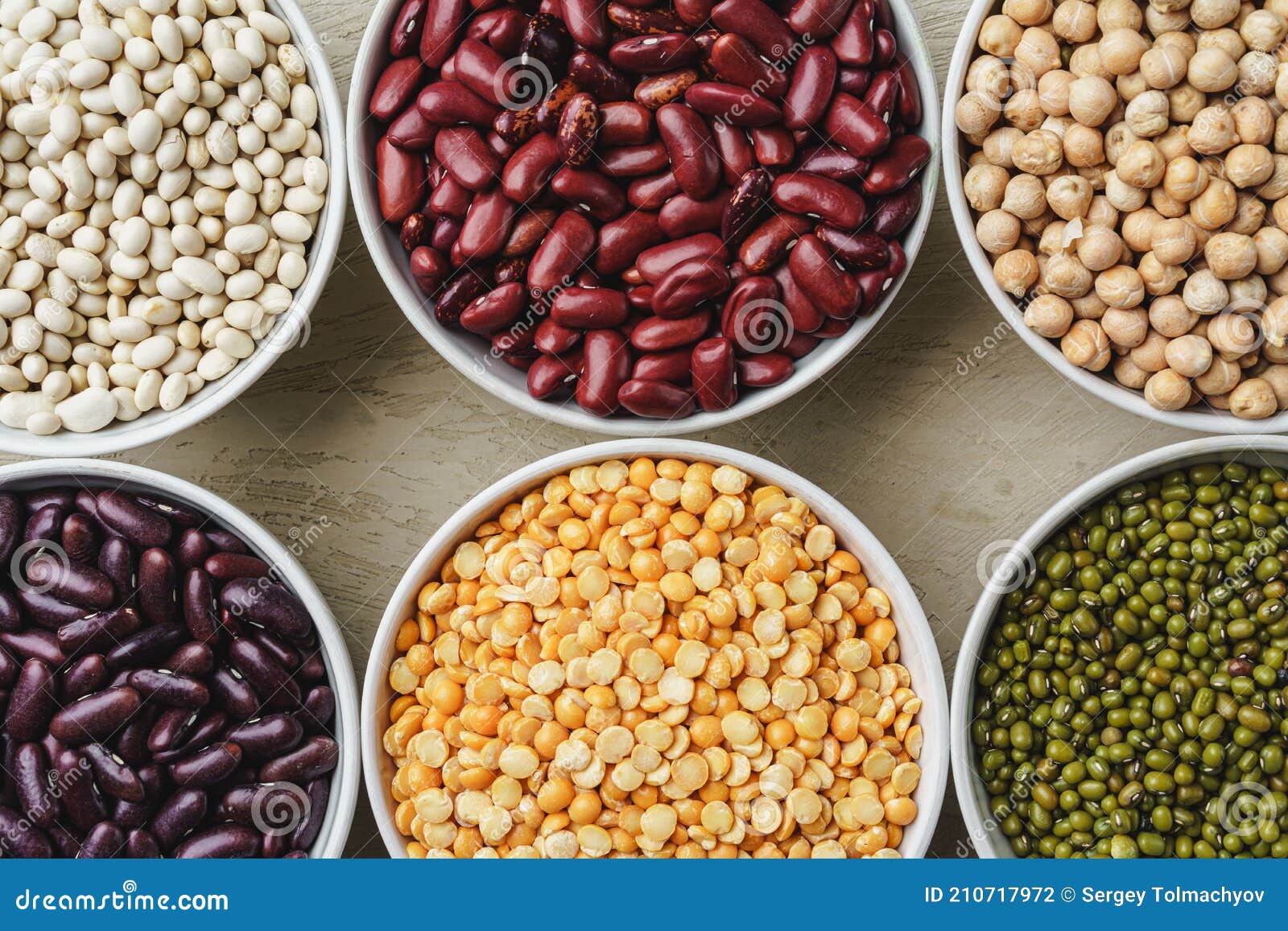 Beans Assortment on White Stone Table, Close Up. Stock Photo - Image of ...