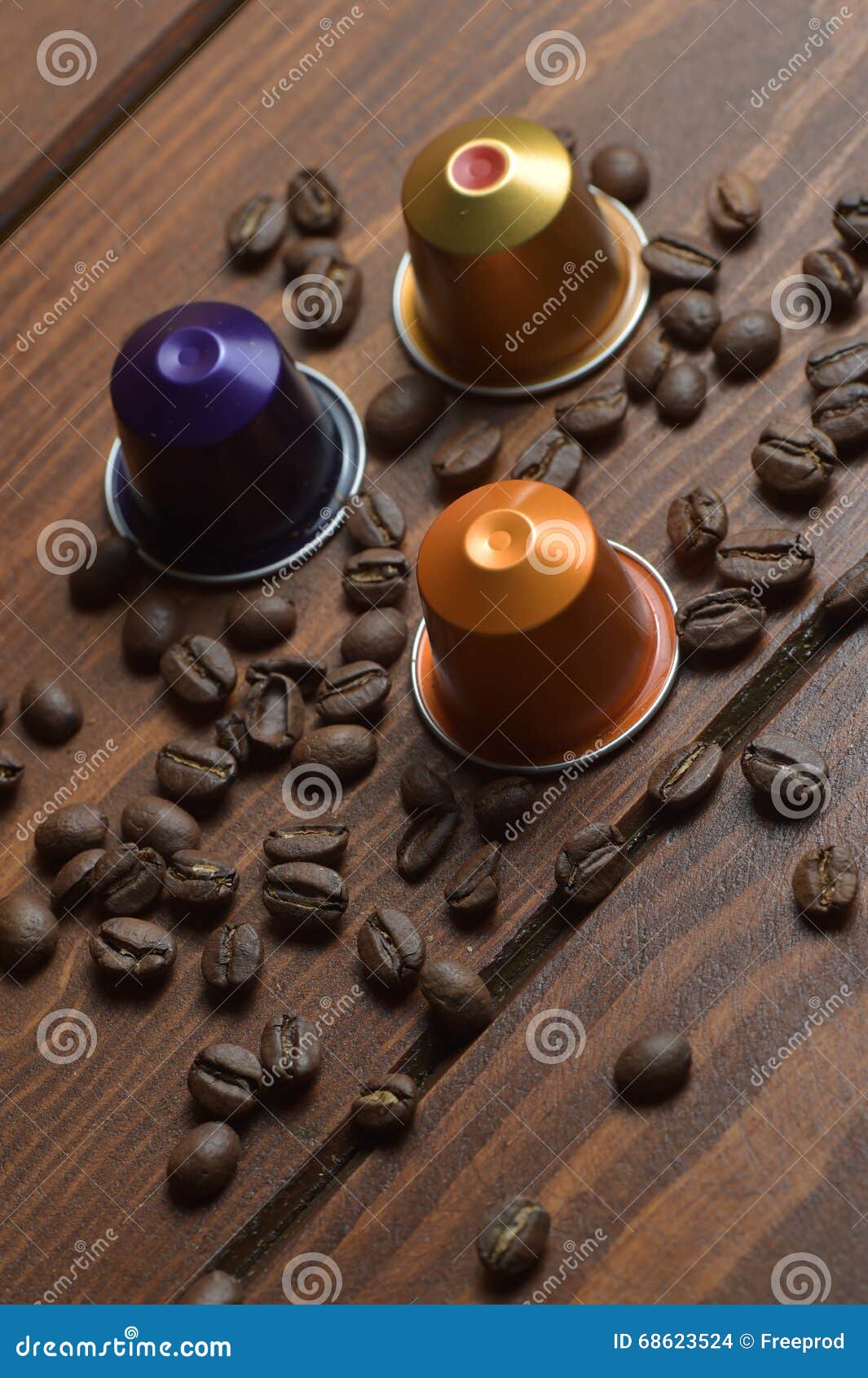 Beans and coffee capsules stock photo. Image of caffeine - 68623524