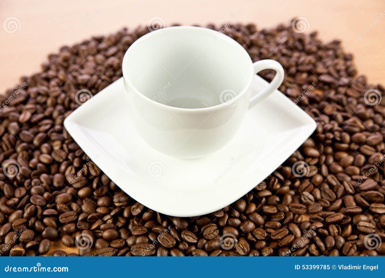 Beans of Coffee and Cup on the Plate Drink Stock Image - Image of ...