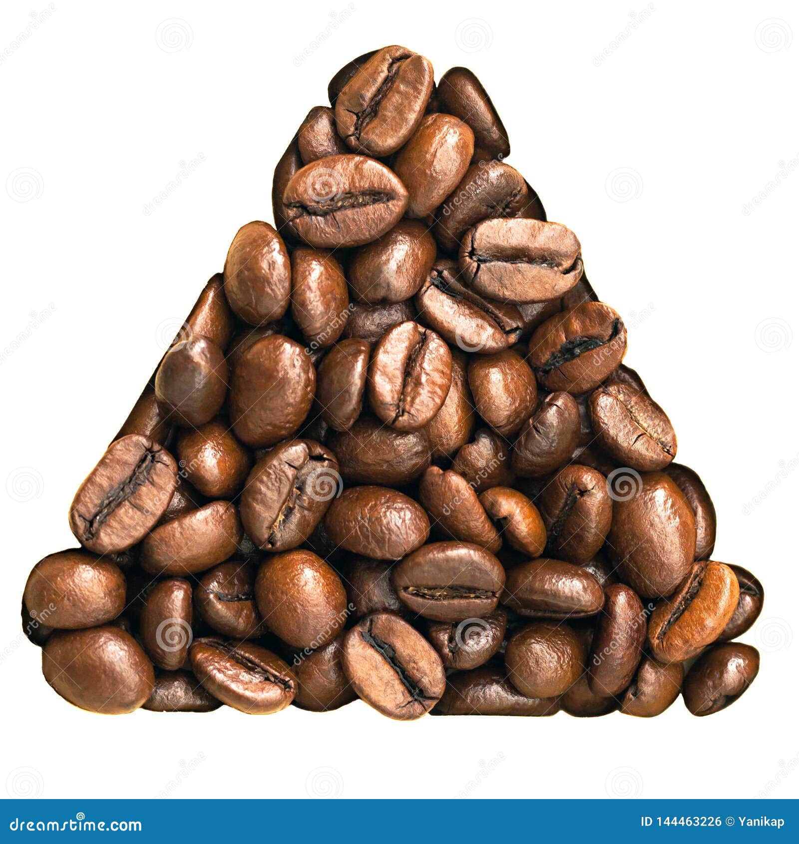 Beans Coffee in Form of Triangle Isolated on a White Background Stock ...