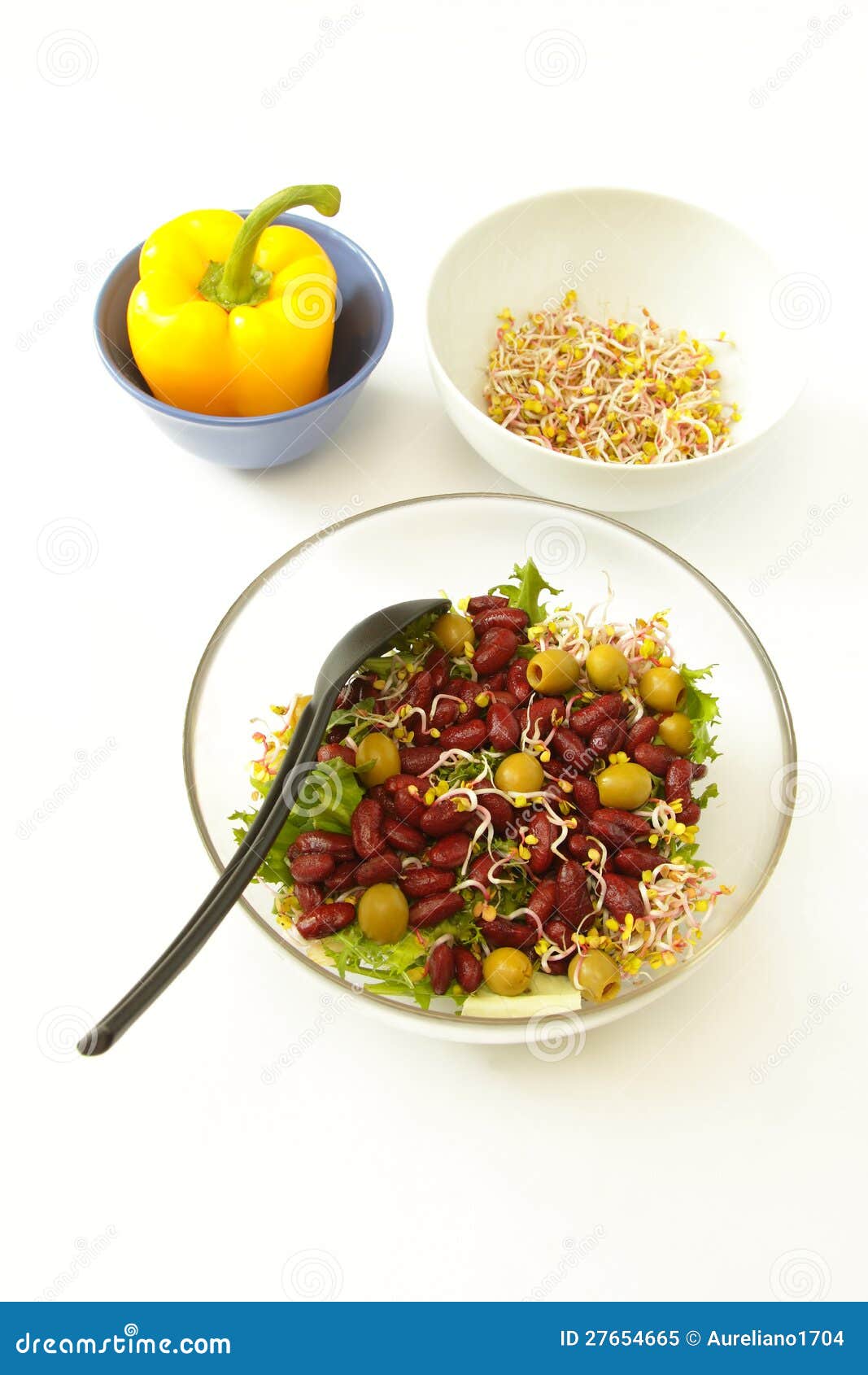 Beans Salad, Germs and Yellow Pepper Stock Image - Image of organic ...