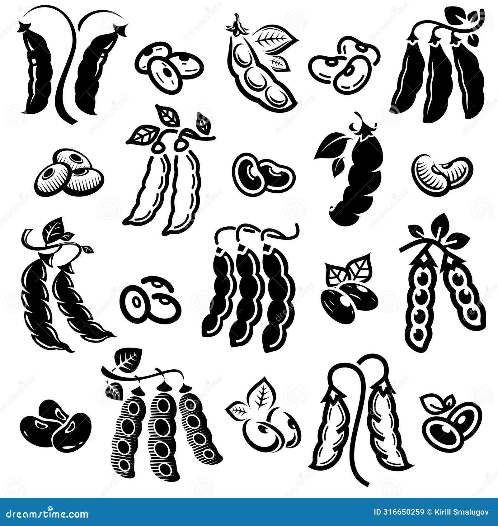 Beans Set. Collection Icon Bean Stock Vector - Illustration of menu, background: 316650259
