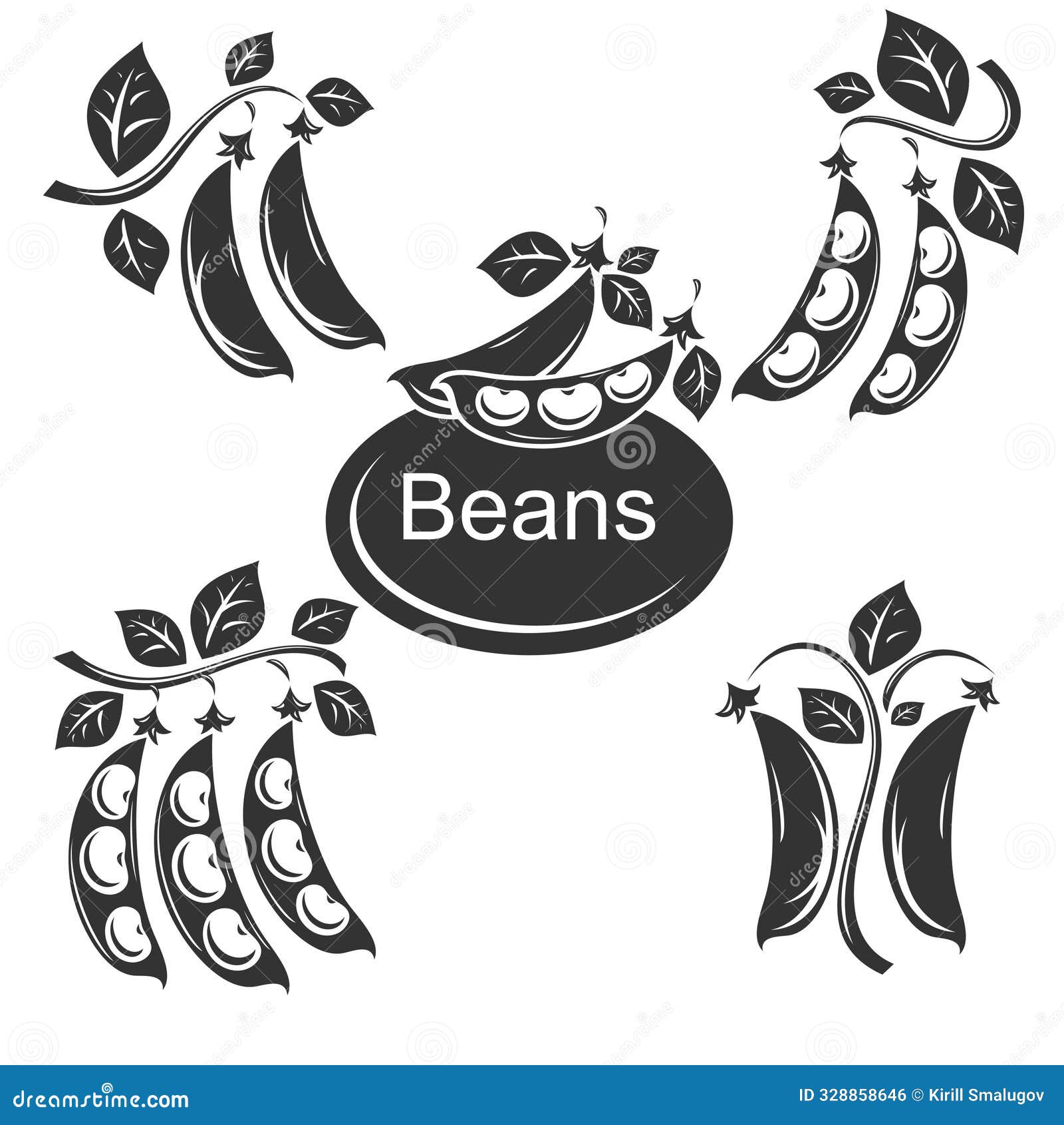 Beans Set. Collection Icon Bean Stock Vector - Illustration of ...