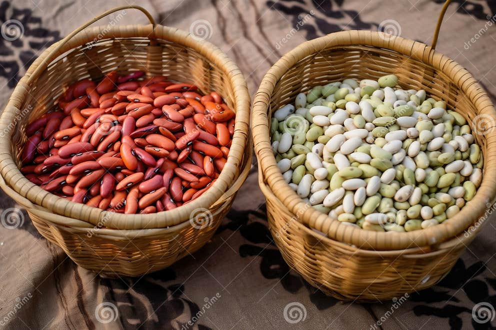 Beans in Two Baskets of Similar Weight Stock Illustration ...