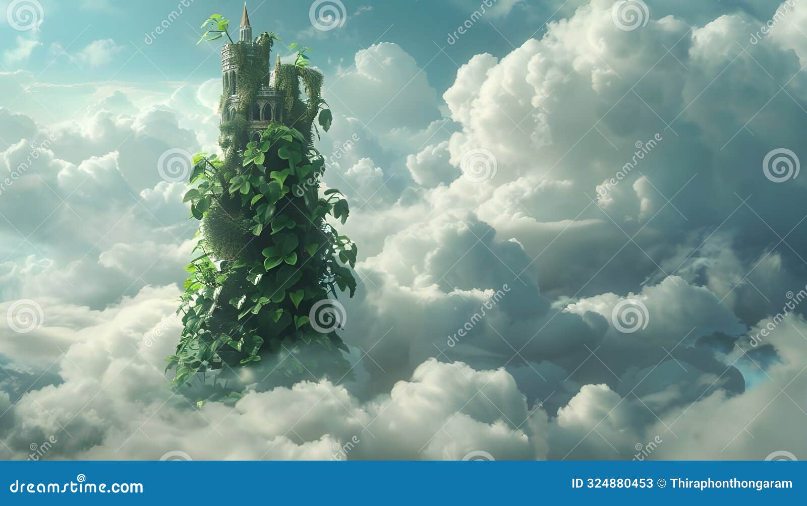Beanstalk Rising Into Clouds With Palace Stock Image | CartoonDealer ...