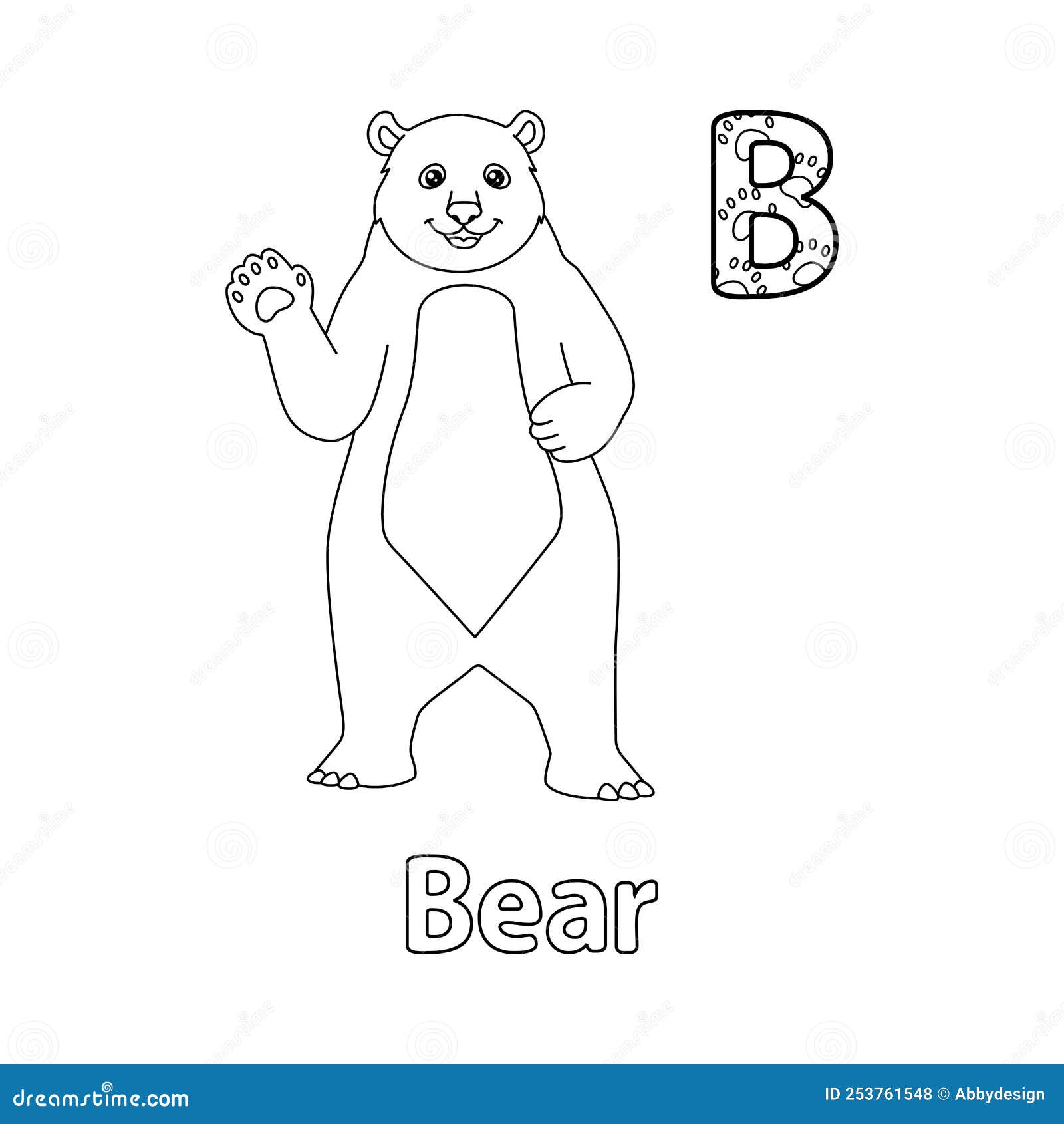 Bear Alphabet ABC Coloring Page B Stock Vector - Illustration of ...