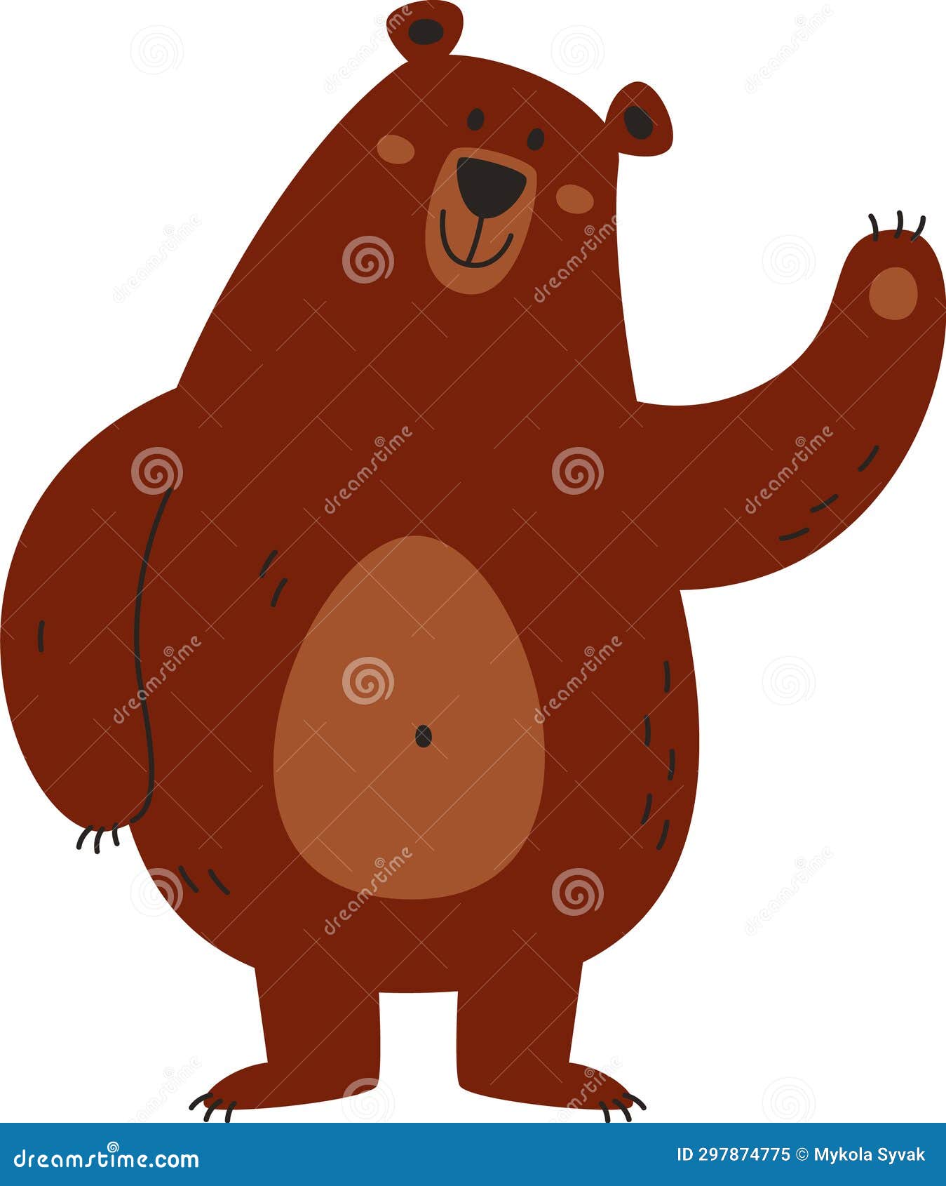 Bear Animal Waving stock vector. Illustration of happy - 297874775