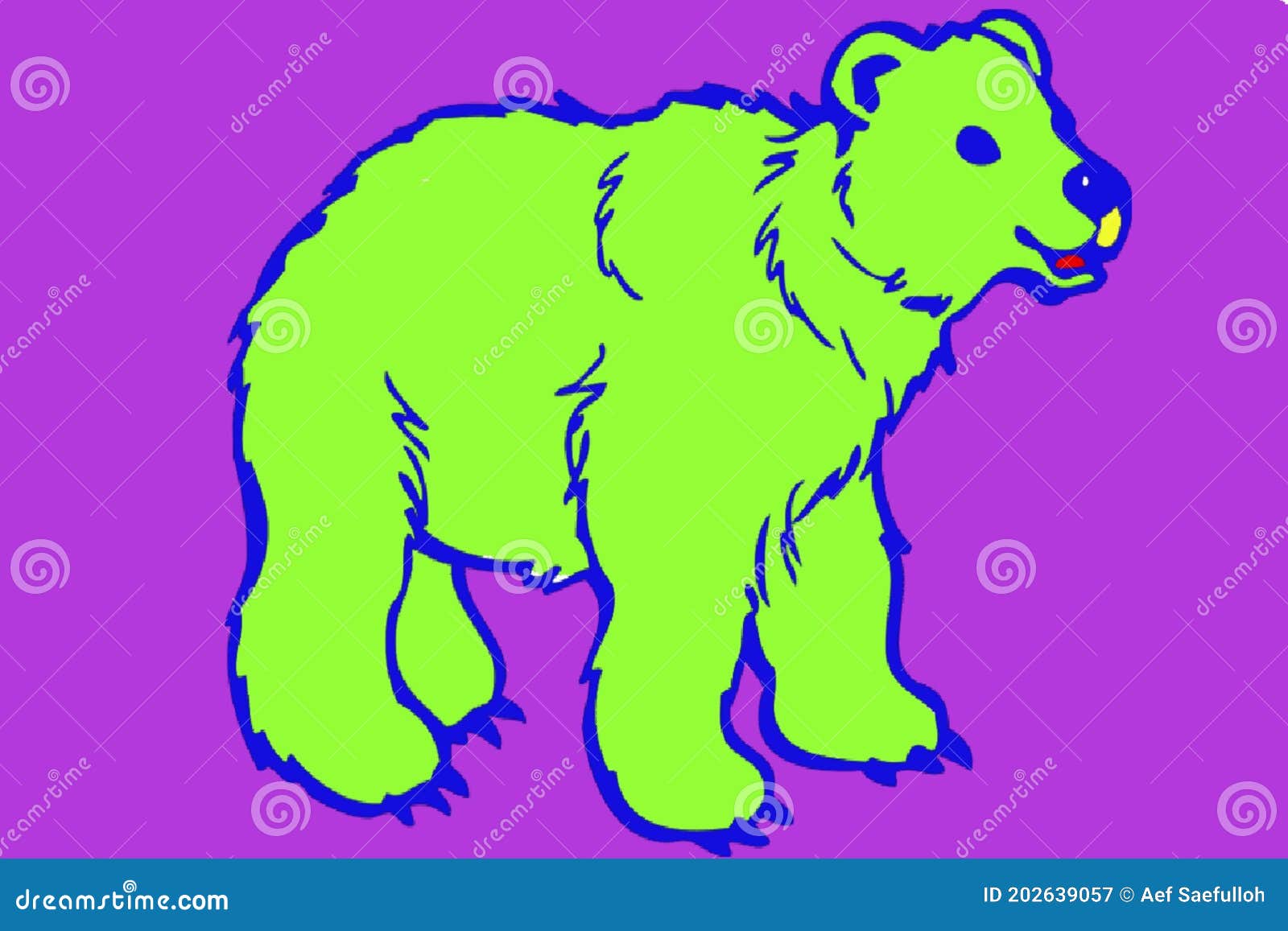 Bear animasi green color stock illustration. Illustration of sketch ...