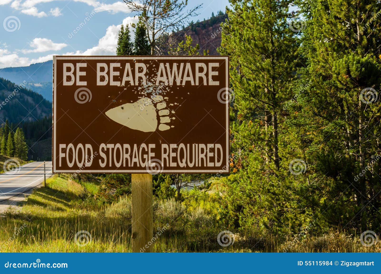 Bear Aware Sign in Remote Area Stock Photo - Image of sign, bear: 55115984