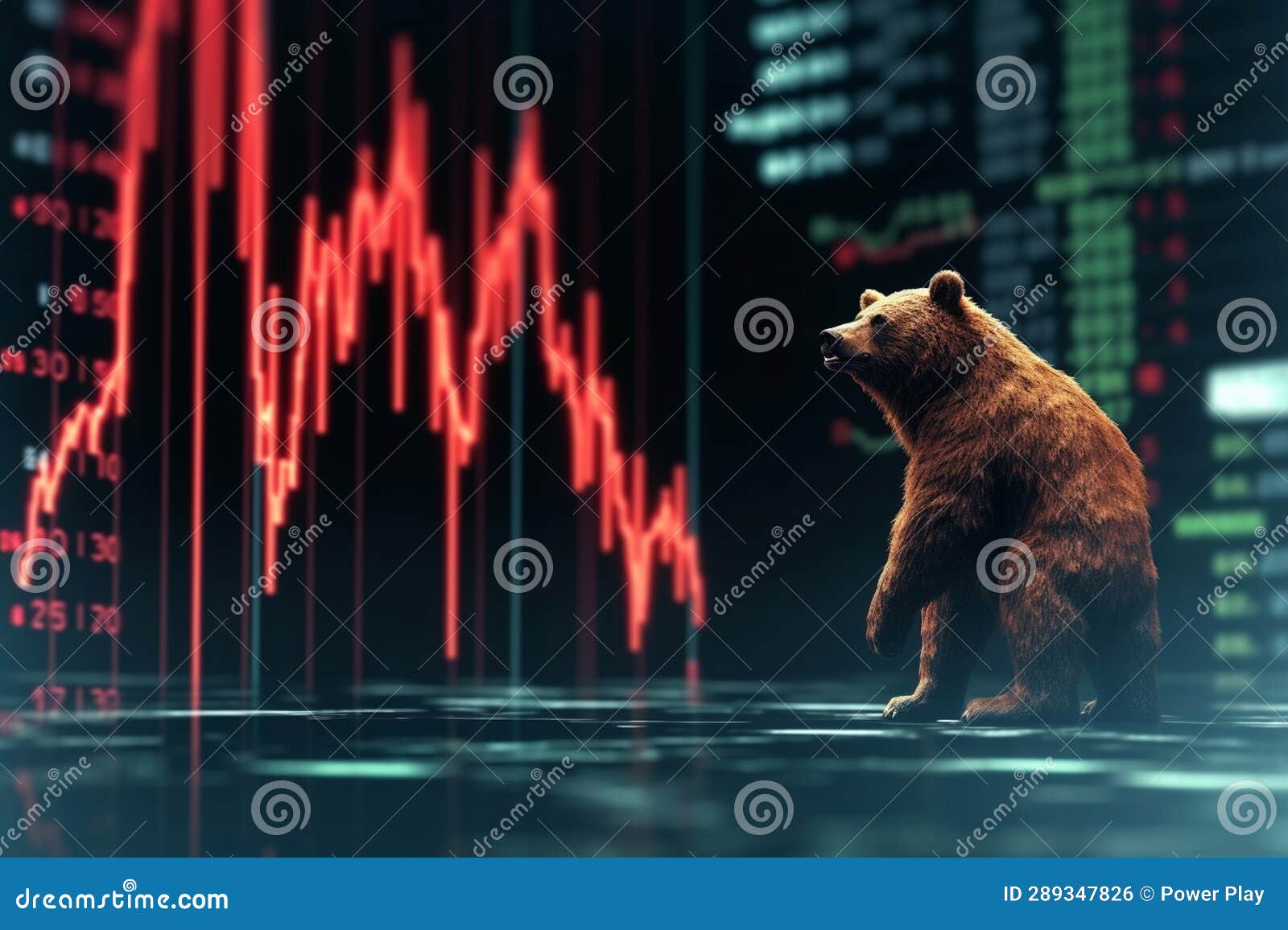 Bear Bear on the Background of the Stock Exchange. Stock Market Concept ...