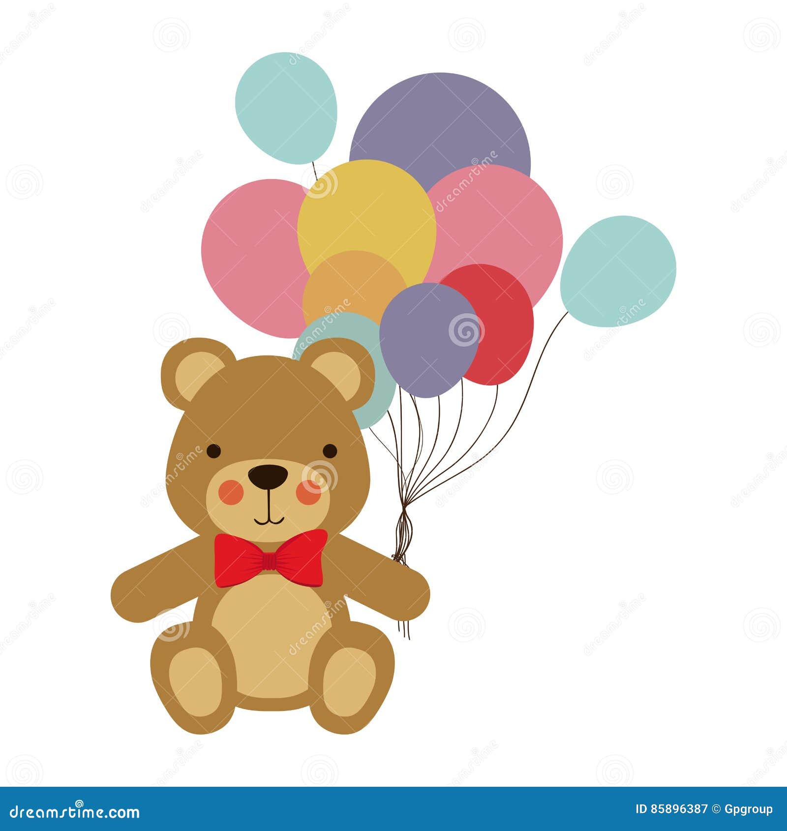 Bear with Balloons Icon Image Stock Illustration - Illustration of ...