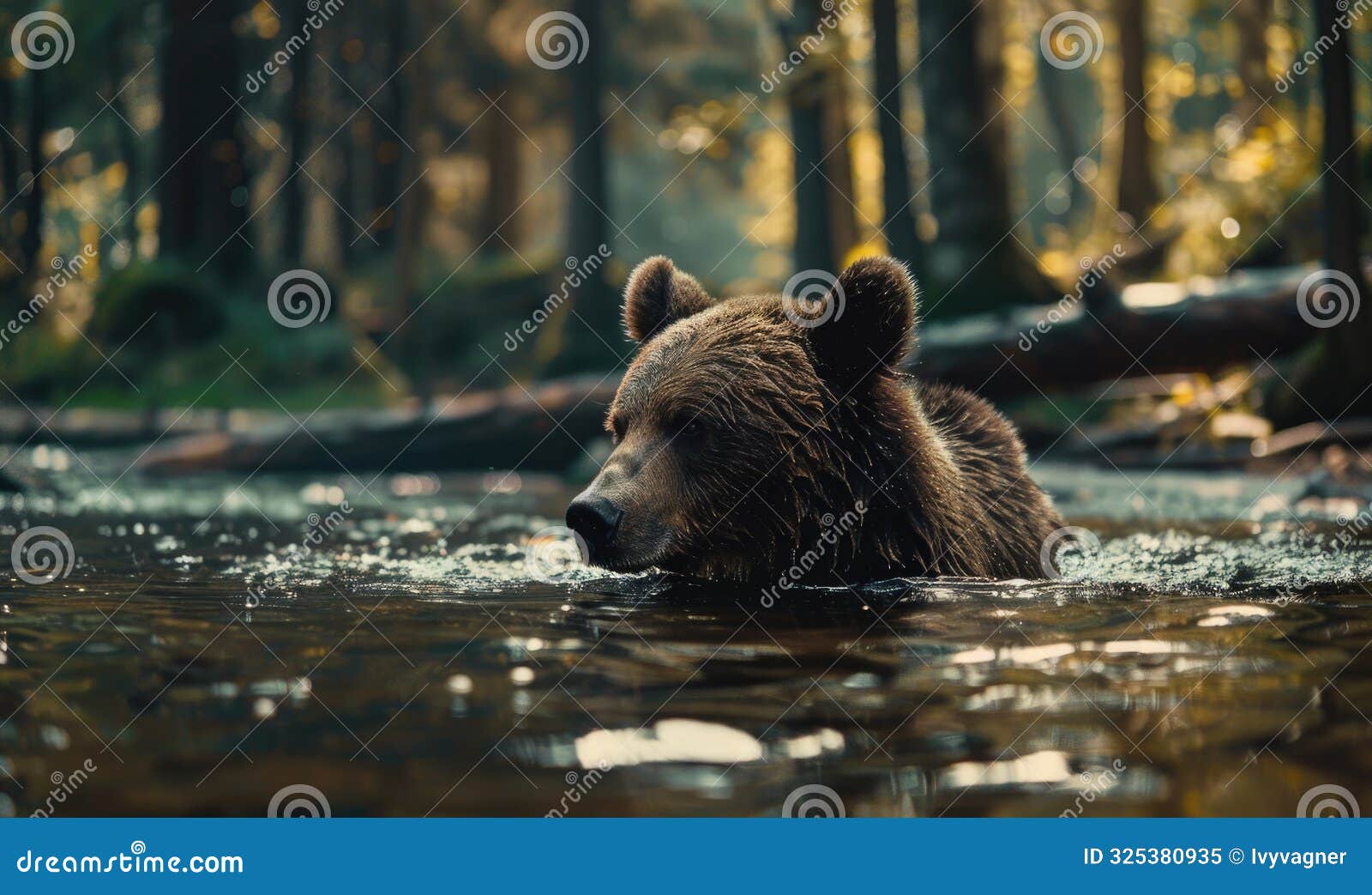 Bear Bathing in a River Cool Water Stock Image - Image of ursus, animal: 325380935