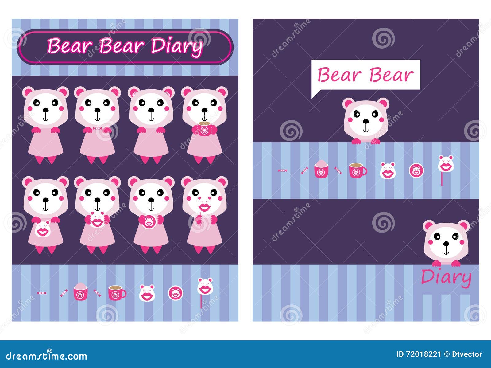 Bear bear diary cover back stock vector. Illustration of frame - 72018221