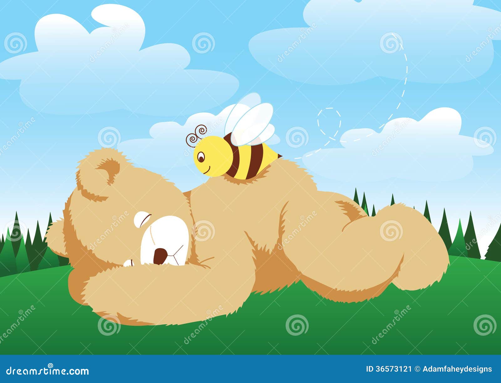 Bear and Bee. stock vector. Illustration of hill, friends - 36573121