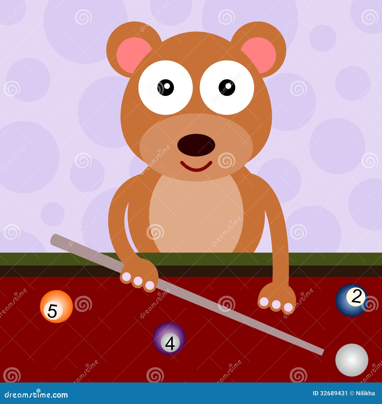 Bear billiards stock illustration. Illustration of ball - 32689431