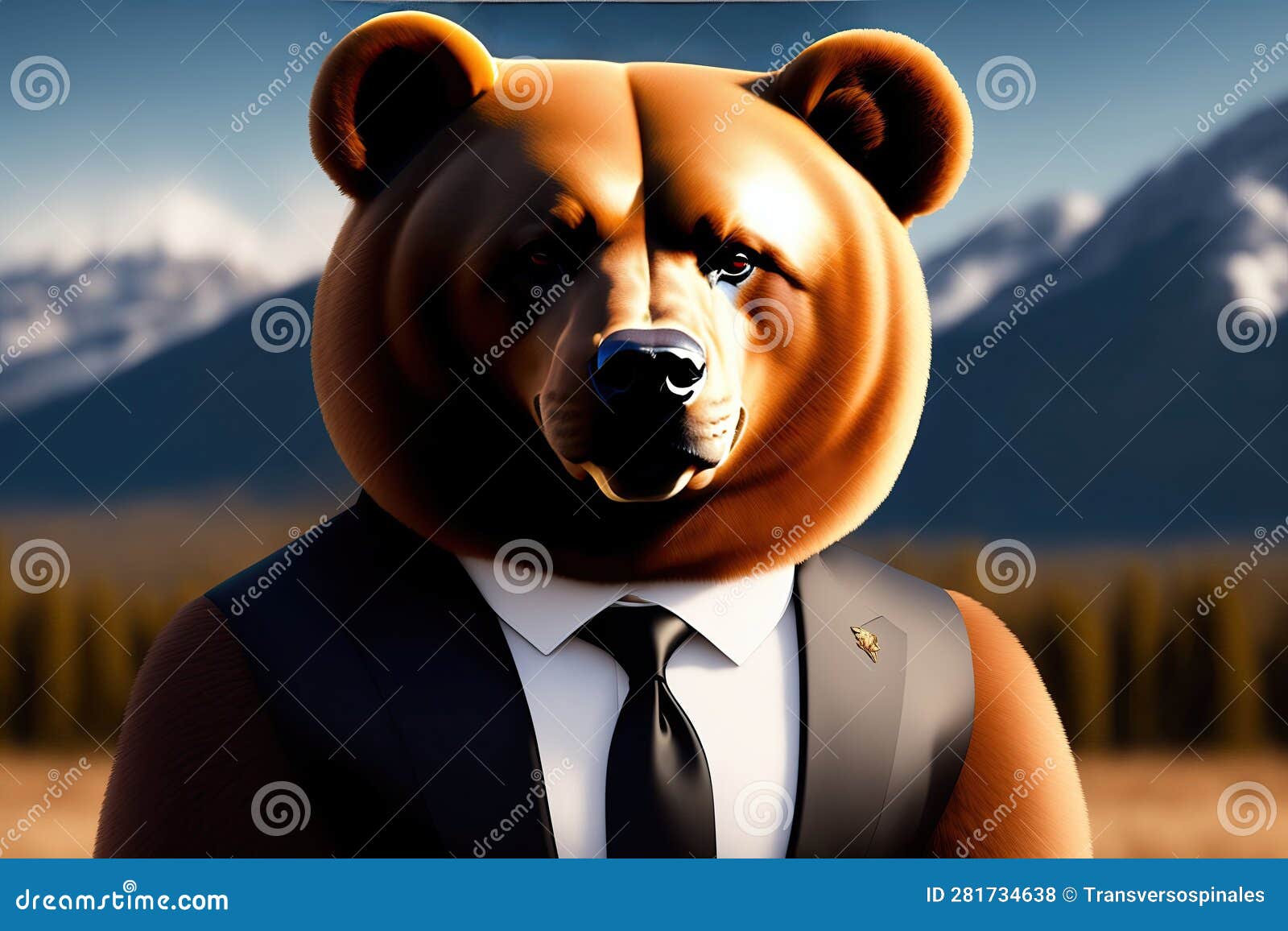 Bear Bodyguard or Businessman in Black Suit Stock Illustration ...