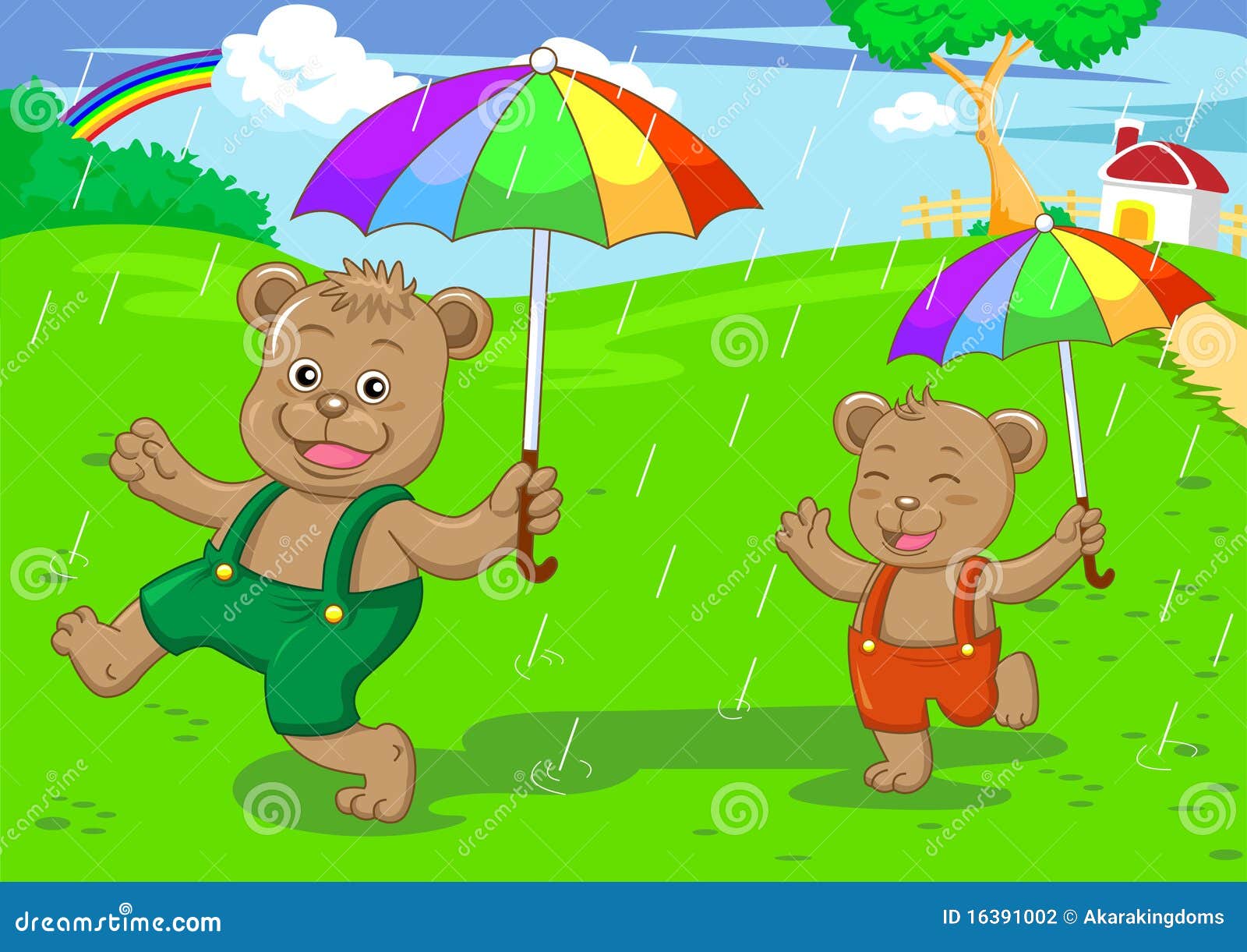 Bear Brother in Raining Day Stock Vector - Illustration of color ...
