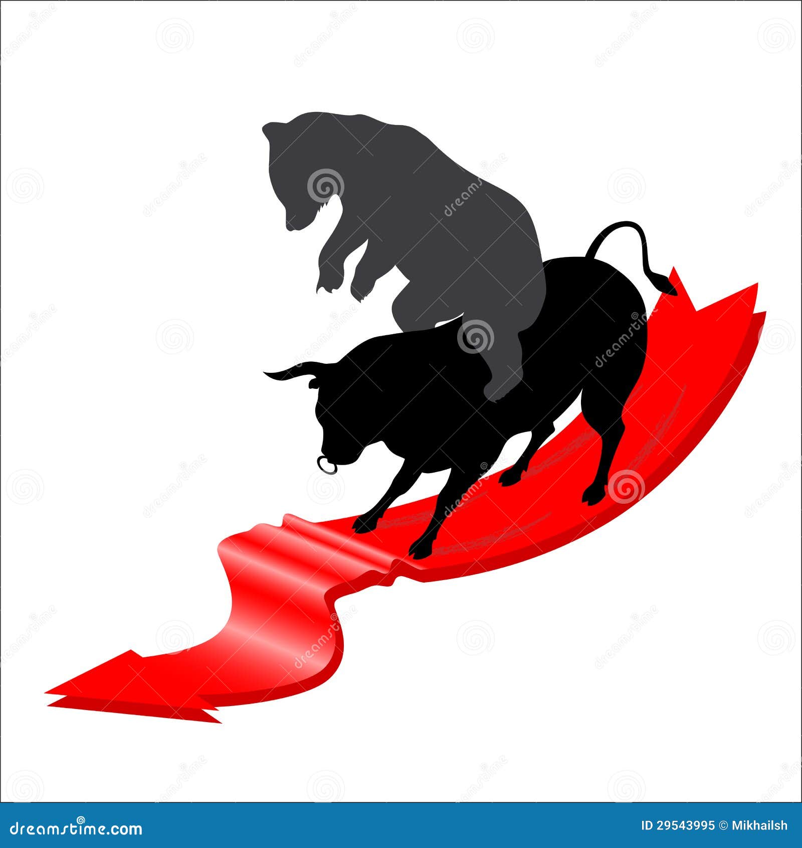 Bear and Bull Falling Market Concept Stock Illustration - Illustration ...