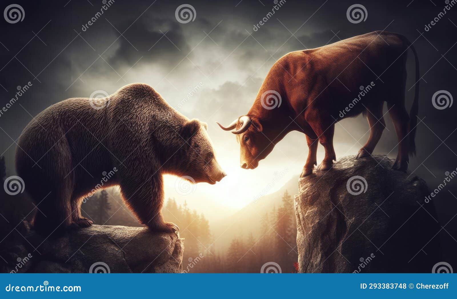 Bear and Bull Markets Confrontation Stock Photo - Image of investment ...