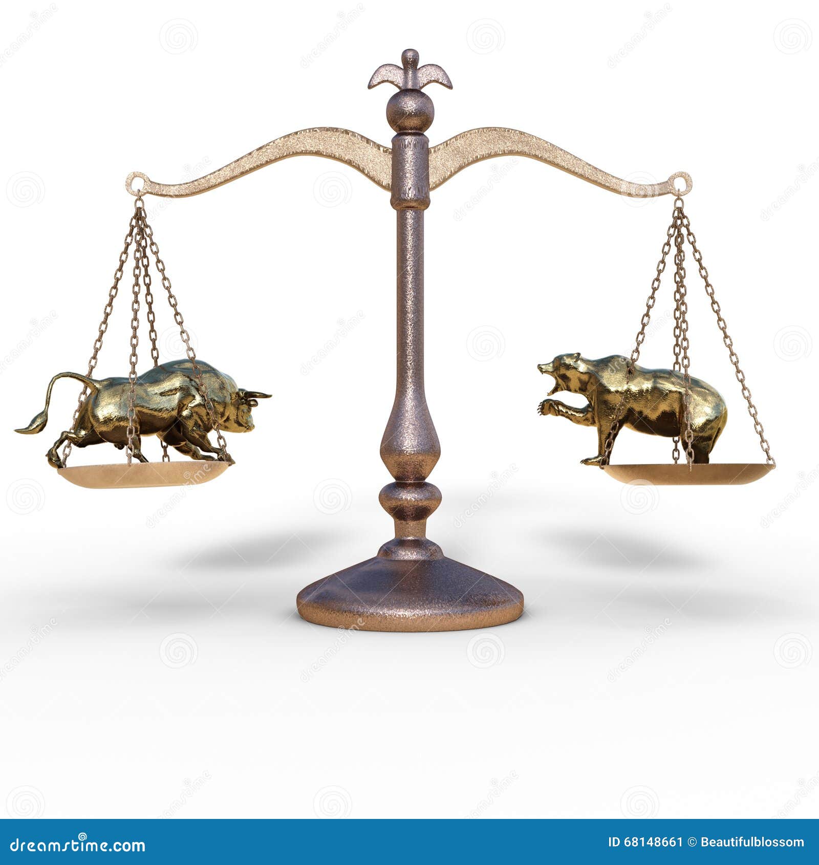 Bear and Bull on the Scales Stock Illustration - Illustration of ...
